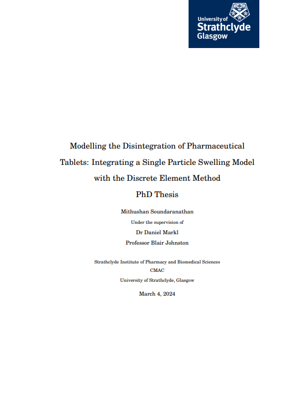Modelling the disintegration of pharmaceutical tablets
