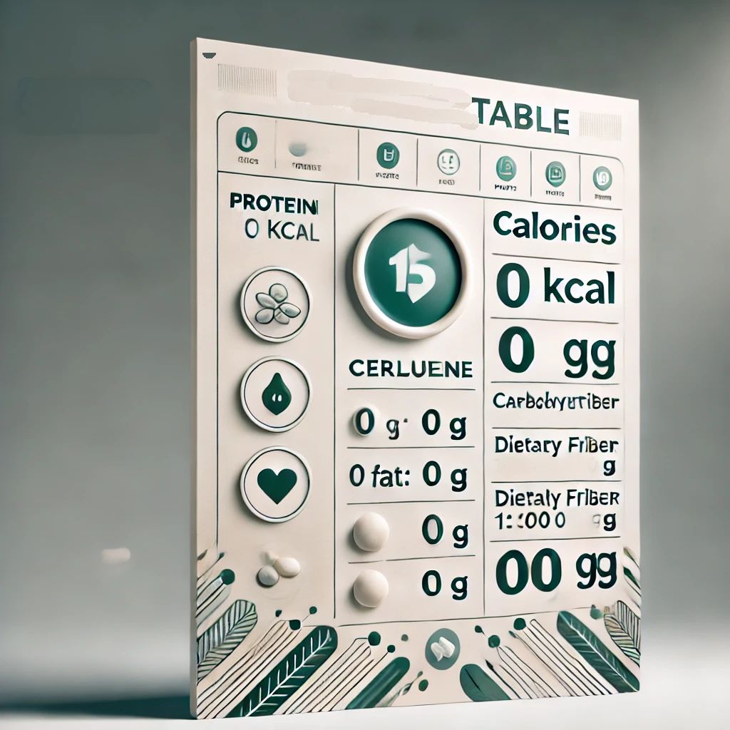 Nutritional table for microcrystalline cellulose - Cellets